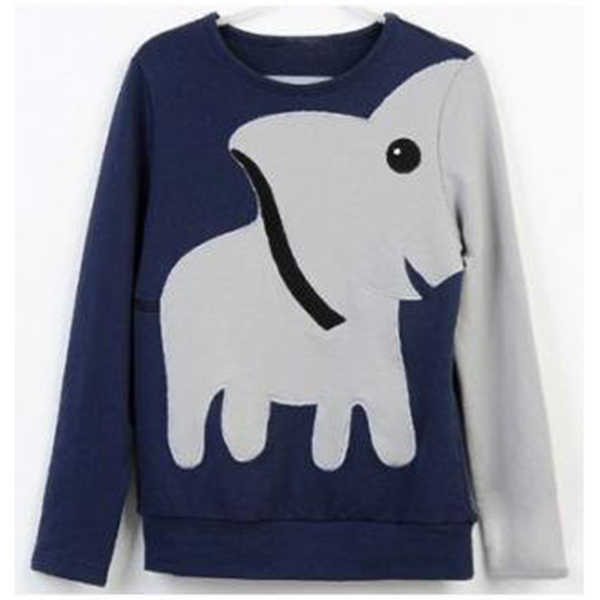 Fun Elephant Pattern Long-sleeved Pullover Sweater Leisure on Luulla